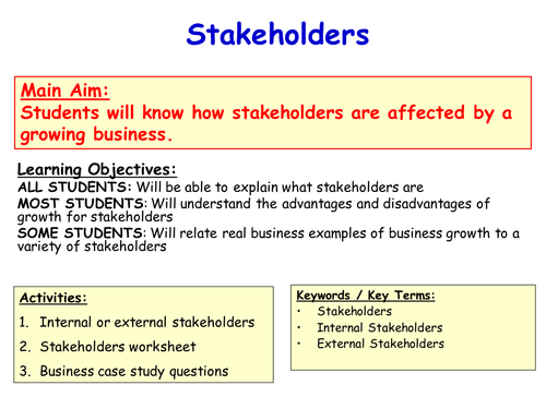 Stakeholders - Internal & External Stakeholders - Business Growth ...