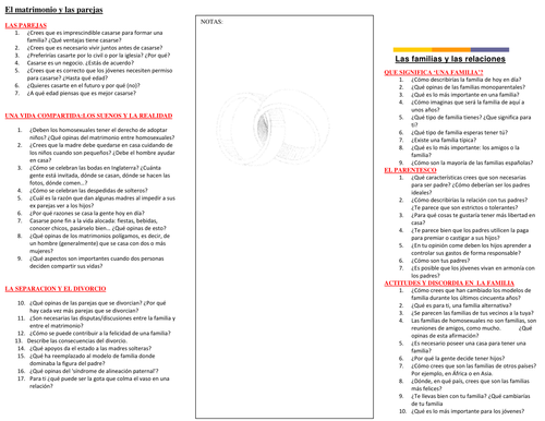 AS Oral questions Spanish | Teaching Resources
