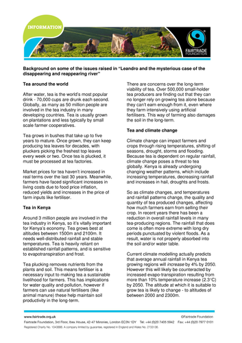 Fairtrade, sustainability and climate change | Teaching Resources