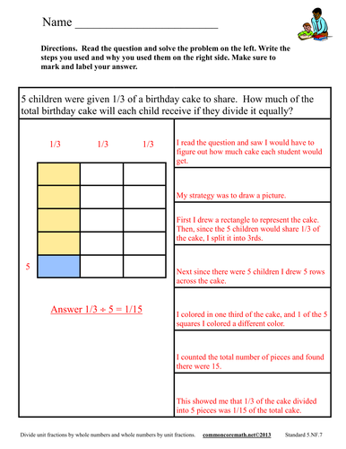 Divide Fractions Workbook - 5.NF.7 | Teaching Resources