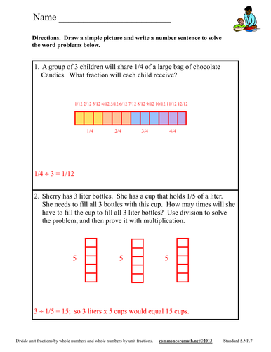 Divide Fractions Workbook - 5.NF.7 | Teaching Resources