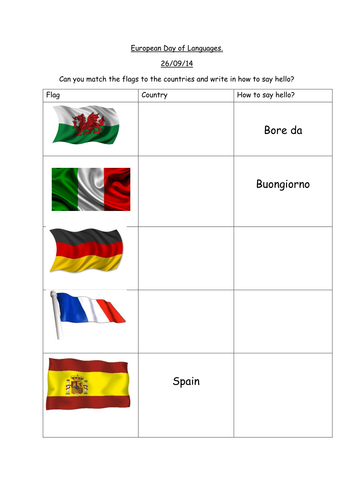 European Language Matching Activity | Teaching Resources