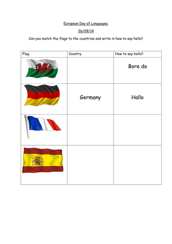 European Language Matching Activity | Teaching Resources
