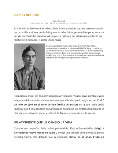 La vida y la obra de Frida Kahlo | Teaching Resources