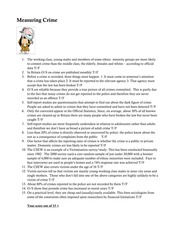 Sociology - Measuring Crime | Teaching Resources