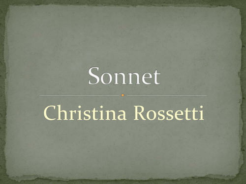 Sonnet by Christina Rossetti - I Wish I Could Remember | Teaching Resources