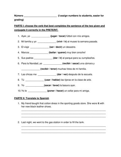 Spanish 2 midterm, Realidades 2 material | Teaching Resources