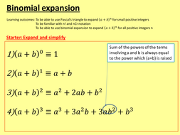 Core 2 Introduction to binomial expansion | Teaching Resources