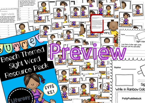 Beach Themed Sight Word Resource Pack (EYFS/KS1) | Teaching Resources