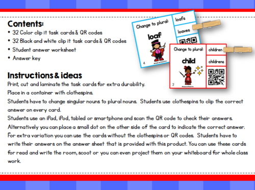 Irregular Plural Nouns Task Cards | Teaching Resources