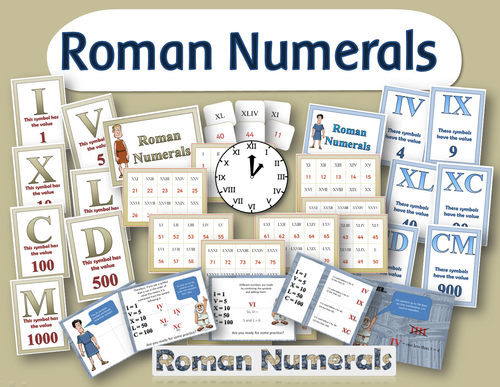 Roman numerals KS2 maths resources: powerpoints display posters clock ...