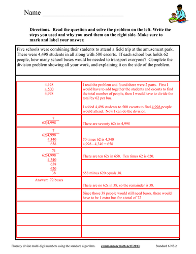 Dividing Multi-Digit Numbers - 6.NS.2 | Teaching Resources