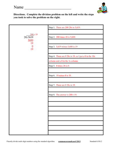 Dividing Multi-Digit Numbers - 6.NS.2 | Teaching Resources
