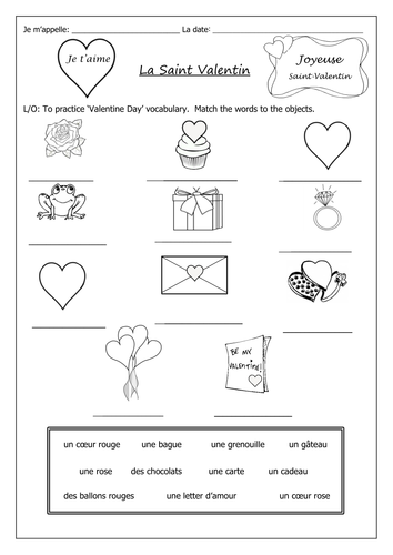 FRENCH - Saint Valentine - Activities - Worksheets | Teaching Resources