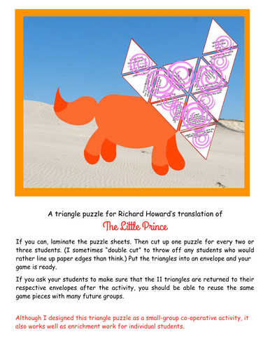 A triangle puzzle for Richard Howard's English translation of The ...