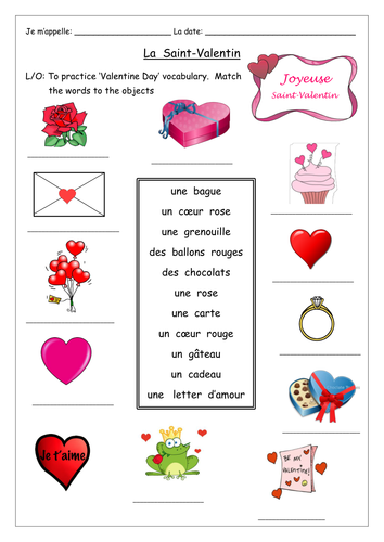 FRENCH - La Saint Valentin - Activities - Worksheets | Teaching Resources