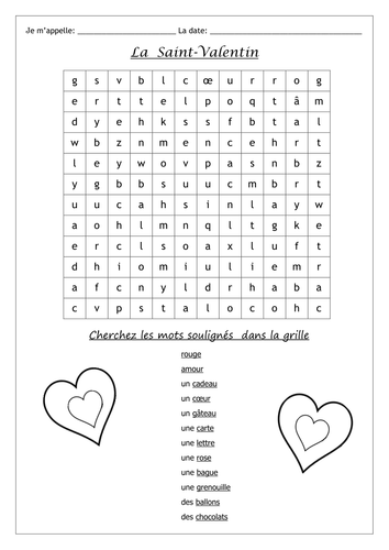 FRENCH - La Saint Valentin - Activities - Worksheets | Teaching Resources