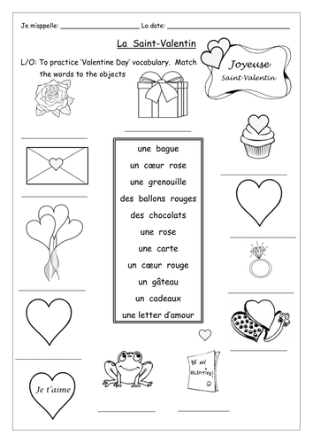 FRENCH - La Saint Valentin - Activities - Worksheets | Teaching Resources
