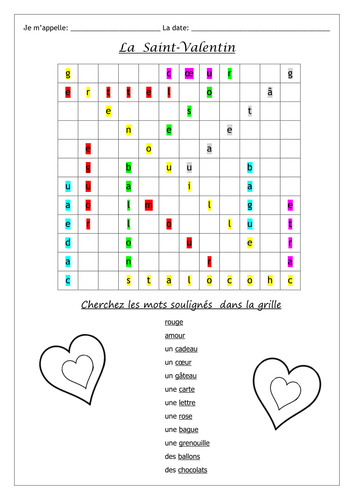FRENCH - La Saint Valentin - Activities - Worksheets | Teaching Resources
