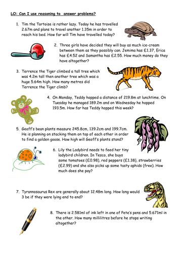 KS2 Maths Decimal word problems by corinneroberts - UK Teaching ...