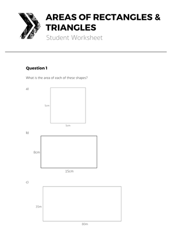Areas of Rectangles & Triangles - Complete Lesson | Teaching Resources