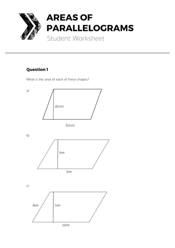 Areas of Parallelograms - Complete Lesson | Teaching Resources