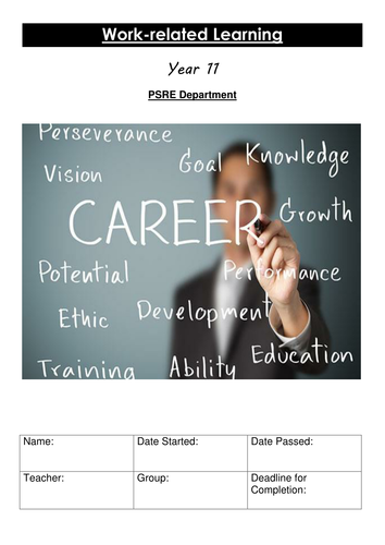 KS4 Work related Learning Workbook Careers Employment | Teaching Resources