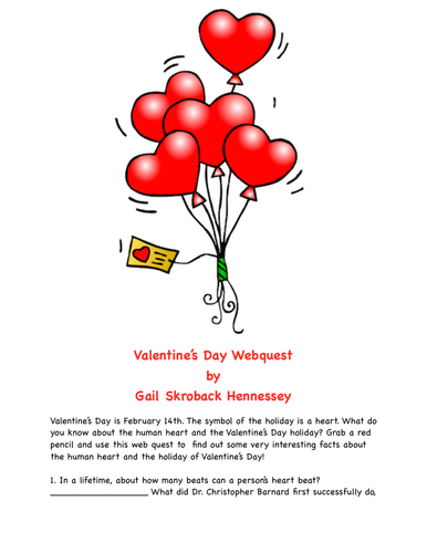Valentine's Day: A Webquest(Extension Activities) | Teaching Resources