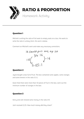 Ratio - Complete Unit of Work | Teaching Resources