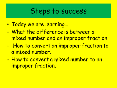 Converting mixed numbers to improper fractions and vice versa ...