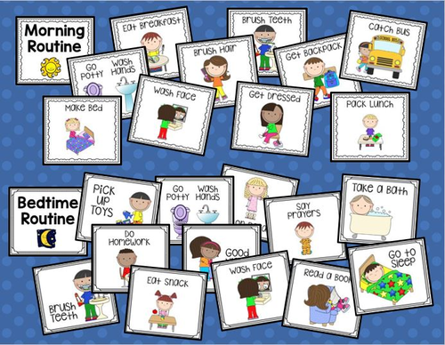 Morning and Bedtime Routine Visual Clip Chart | Teaching Resources