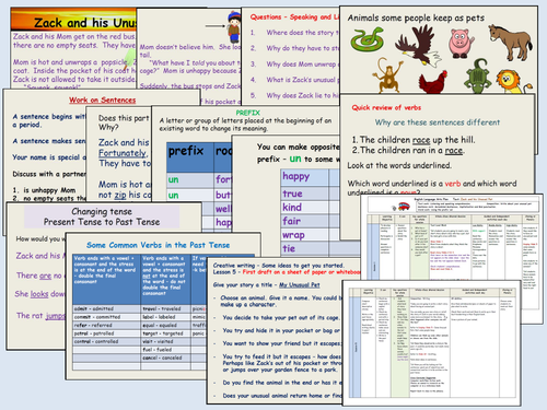 Reading Comprehension, Sentence work, Prefix -UN & Past Tenses ...