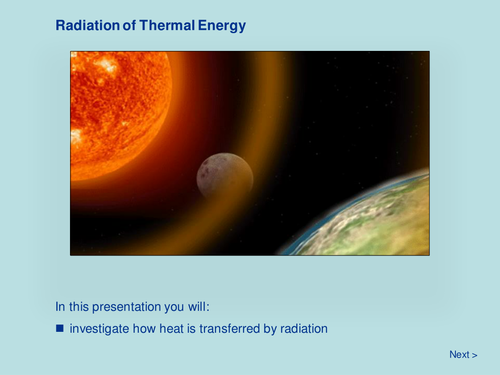 Heat Energy - Radiation of Thermal Energy | Teaching Resources