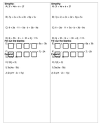 Collecting Like Terms Worksheets | Teaching Resources