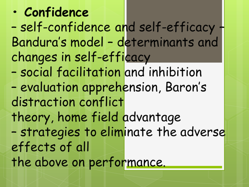 Self Confidence and Self Efficacy - A Level PE, Psychology AQA Spec ...