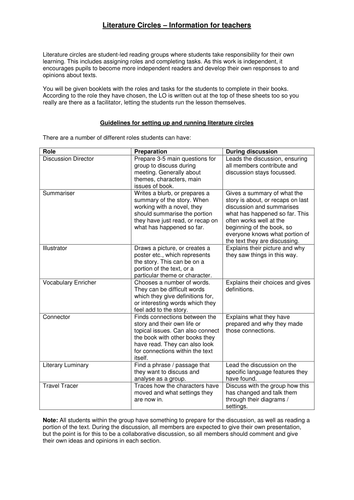 Literature Circles Scheme of Work | Teaching Resources
