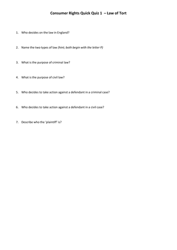 Consumer Law - Negligence, Tort Law, Consumer Protection | Teaching ...