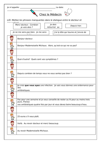 FRENCH - At the doctors - Chez le Médecin et Chez la Pharmacie ...