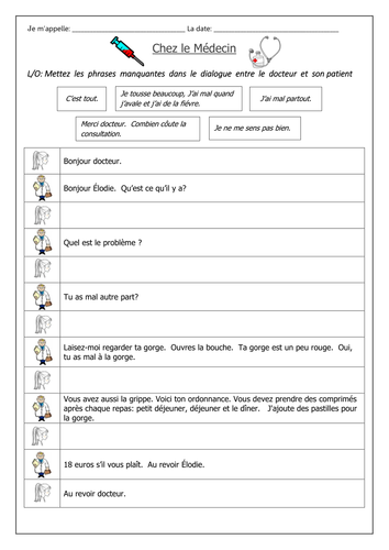 FRENCH - At the doctors - Chez le Médecin et Chez la Pharmacie ...