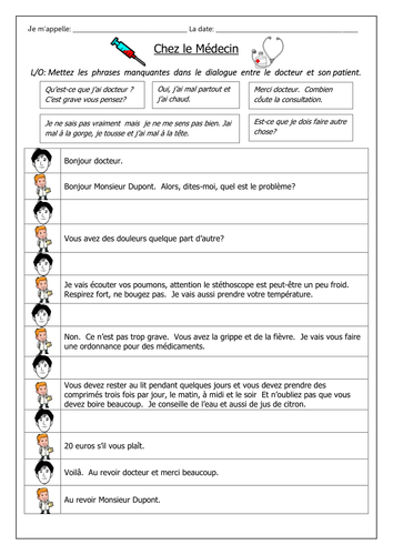 FRENCH - At the doctors - Chez le Médecin et Chez la Pharmacie ...