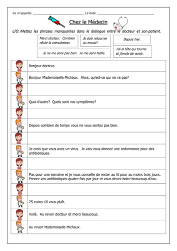 FRENCH - At the doctors - Chez le Médecin et Chez la Pharmacie ...