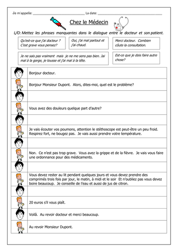 FRENCH - At the doctors - Chez le Médecin et Chez la Pharmacie ...