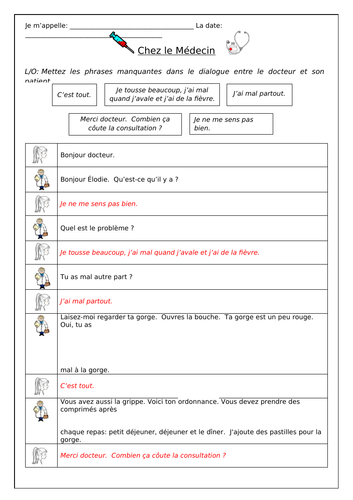 FRENCH - At the doctors - Chez le Médecin et Chez la Pharmacie ...