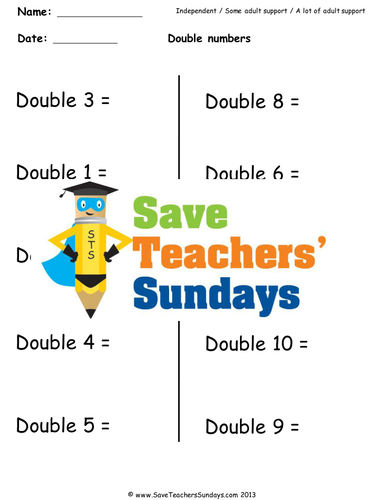 Doubling KS1 Worksheets, Lesson Plans and Plenary | Teaching Resources