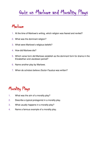 Doctor Faustus | Teaching Resources