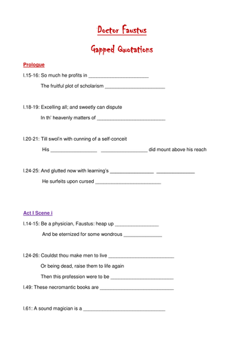 Doctor Faustus | Teaching Resources