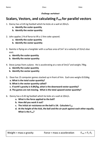 Scalars Vectors GCSE Physics AQA EDEXCEL OCR | Teaching Resources Scalars Vectors GCSE Physics AQA EDEXCEL OCR | Teaching Resources
