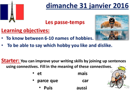 Les passe-temps Lesson | Teaching Resources