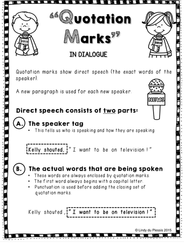 Quotation marks and commas in dialogue | Teaching Resources