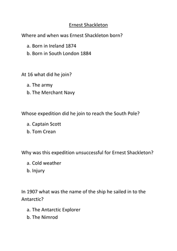 Ernest Shackleton | Teaching Resources